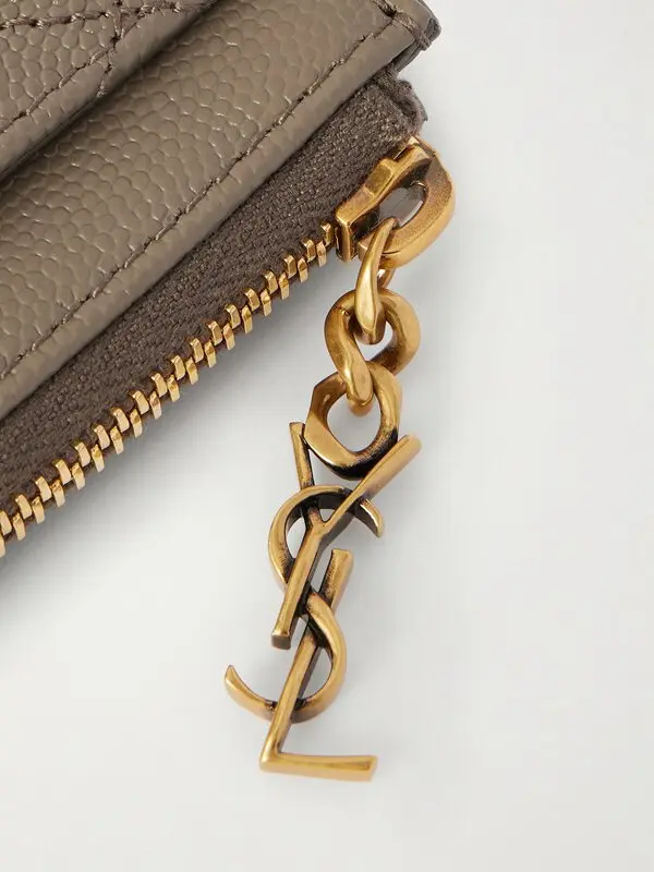 Saint Laurent Quilted Textured-leather Wallet - Brown