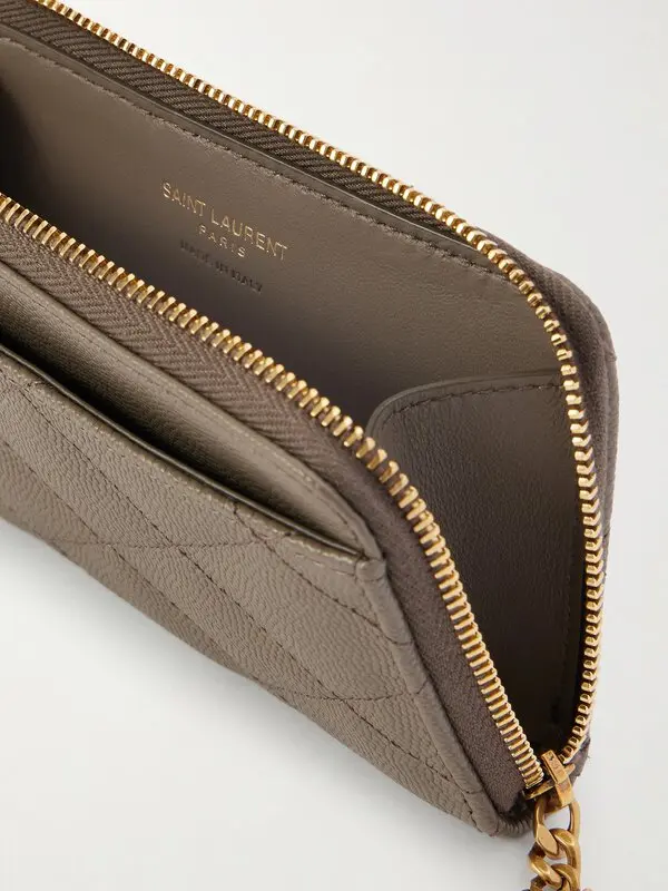 Saint Laurent Quilted Textured-leather Wallet - Brown