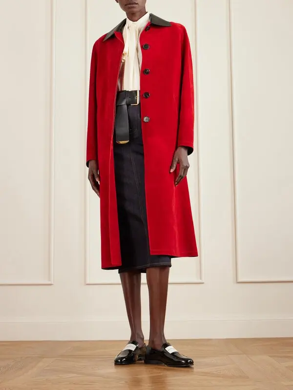 Givenchy Leather-trimmed Suede Coat