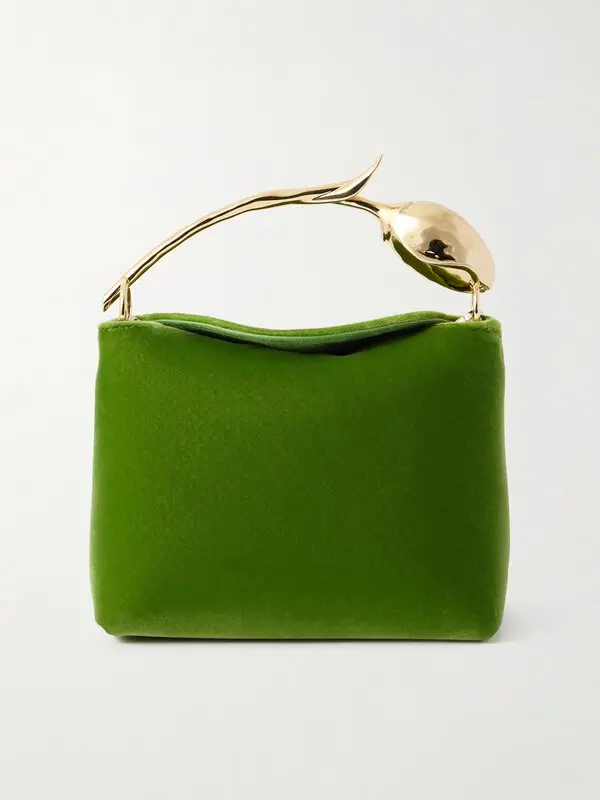 Erdem Bloom Mini Velvet Clutch With Rose Handle