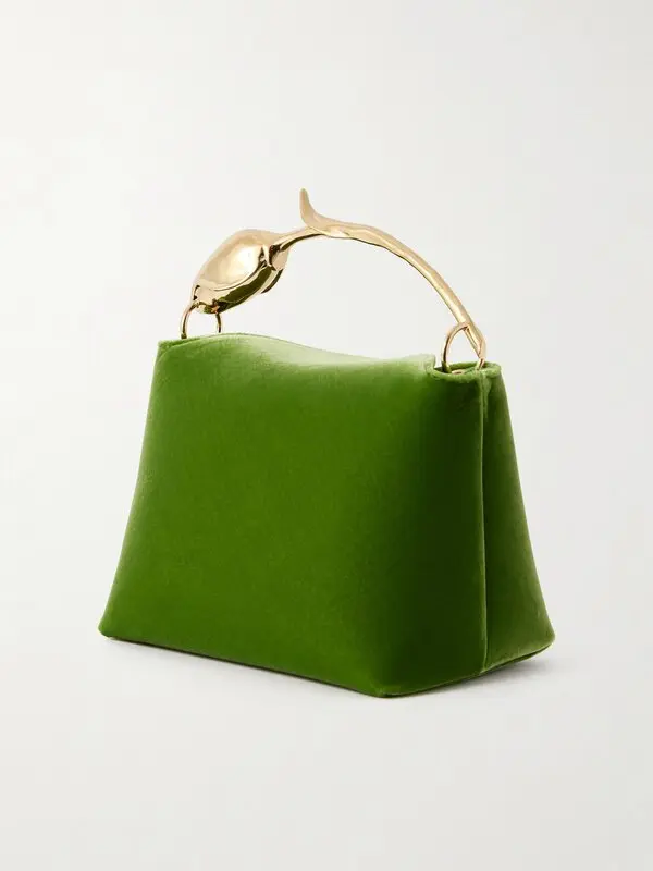 Erdem Bloom Mini Velvet Clutch With Rose Handle