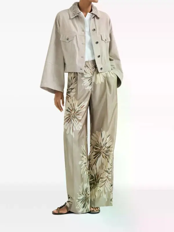 Brunello Cucinelli Bloom-print Palazzo Pants