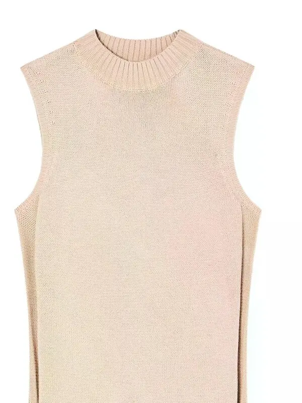 Armani Exchange Ribbed Sleeveless Midi Dress - Neutrals