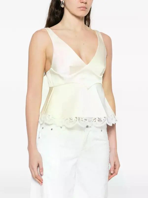 Stella McCartney Lace Trimmed V-neck Top - Neutrals