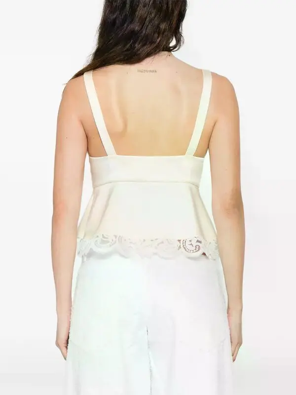Stella McCartney Lace Trimmed V-neck Top - Neutrals