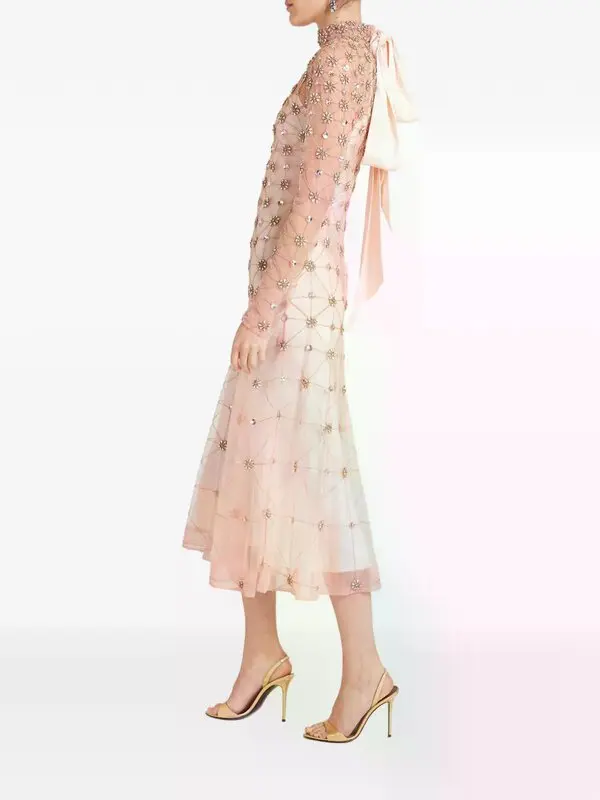 TEMPERLEY LONDON Lattice-pattern Crystal-embellished Midi Dress