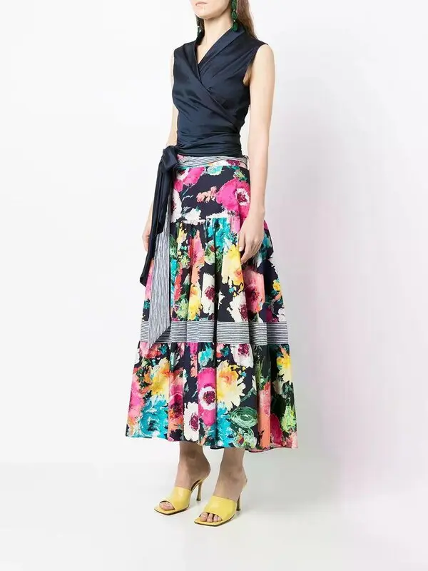 Talbot Runhof Sleeveless Wraparound Blouse