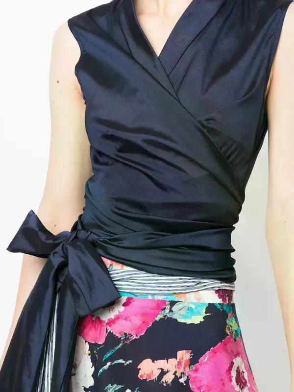 Talbot Runhof Sleeveless Wraparound Blouse