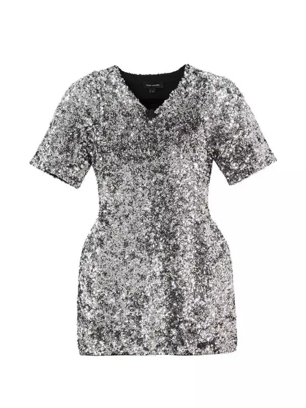 Marc Jacobs Sequin-embellished V-neck Mini Dress - Silver