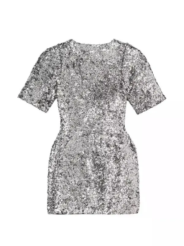 Marc Jacobs Sequin-embellished V-neck Mini Dress - Silver