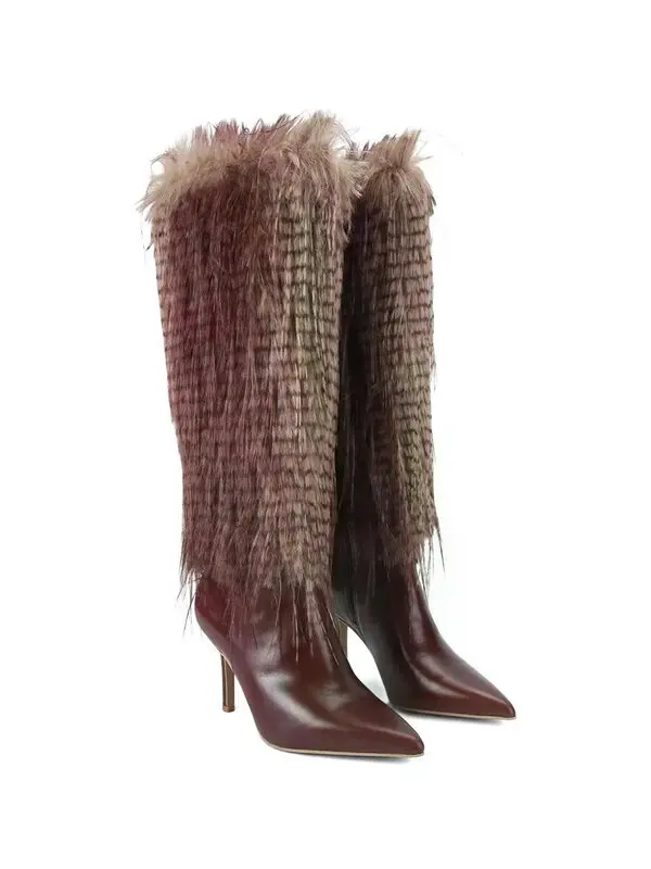 Kurt Geiger Stiletto Heel Boots With Feather Trim