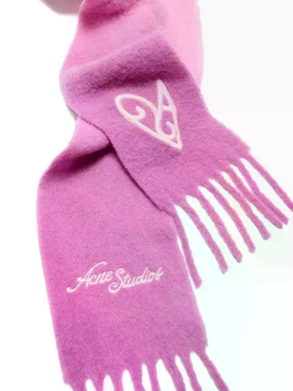 Acne Studios Logo Fringed Scarf - Pink