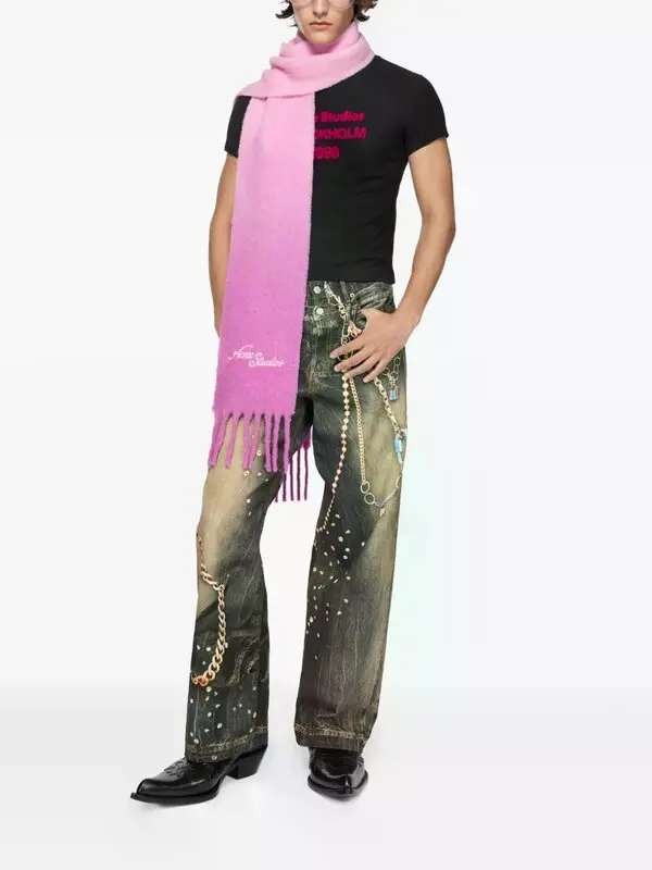 Acne Studios Logo Fringed Scarf - Pink