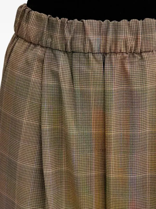 Sisley Elasticated Checked Cropped Trousers