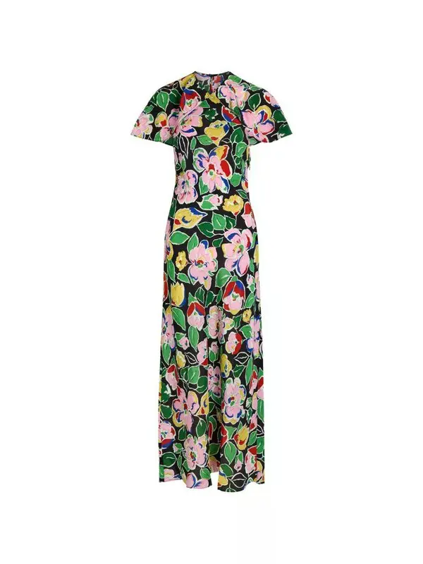 Rixo Aryella Floral-print Midi Dress - Black