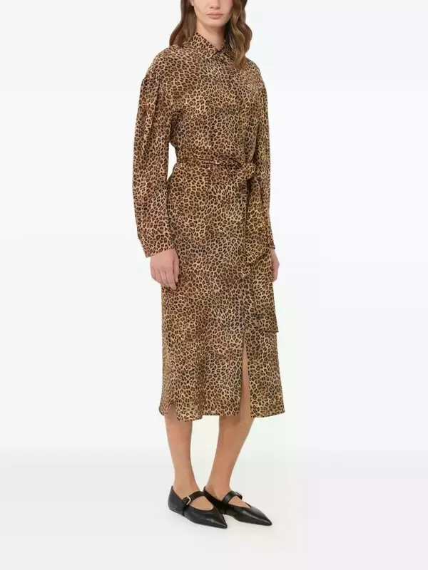 Max Mara Leopard-print Tie-waist Midi Dress - Brown