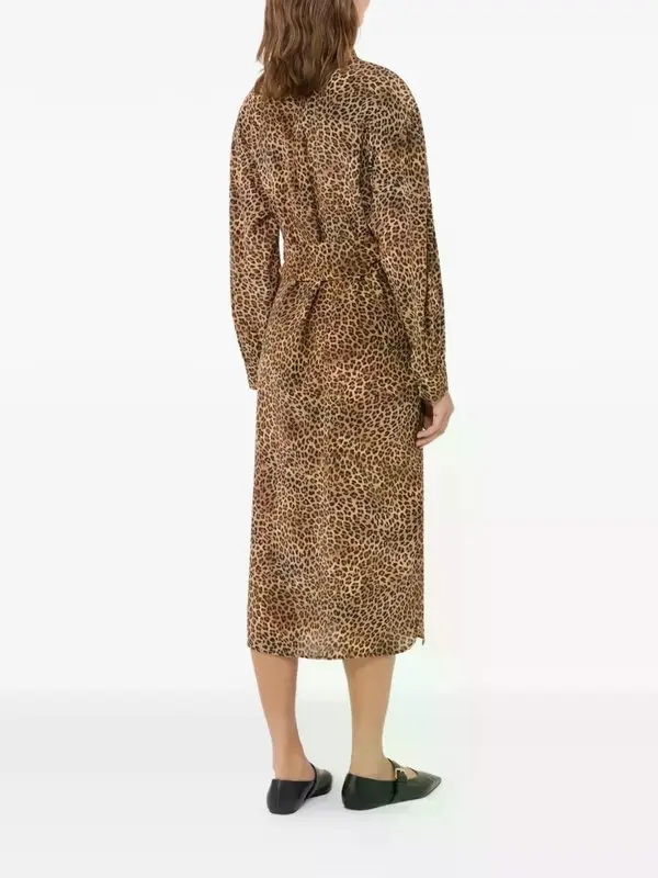 Max Mara Leopard-print Tie-waist Midi Dress - Brown