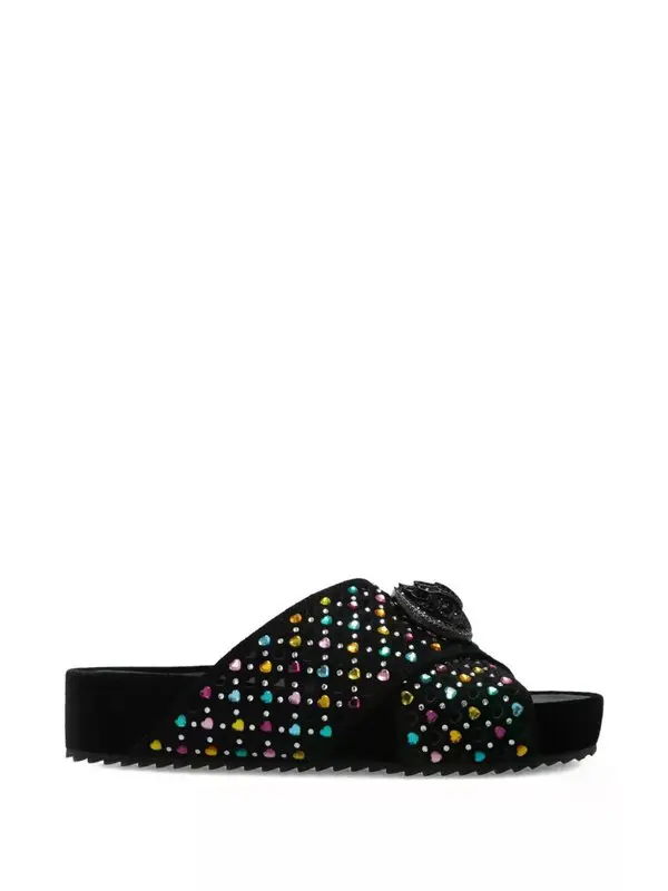 Kurt Geiger Embellished Cross-strap Flat Sandals - Black