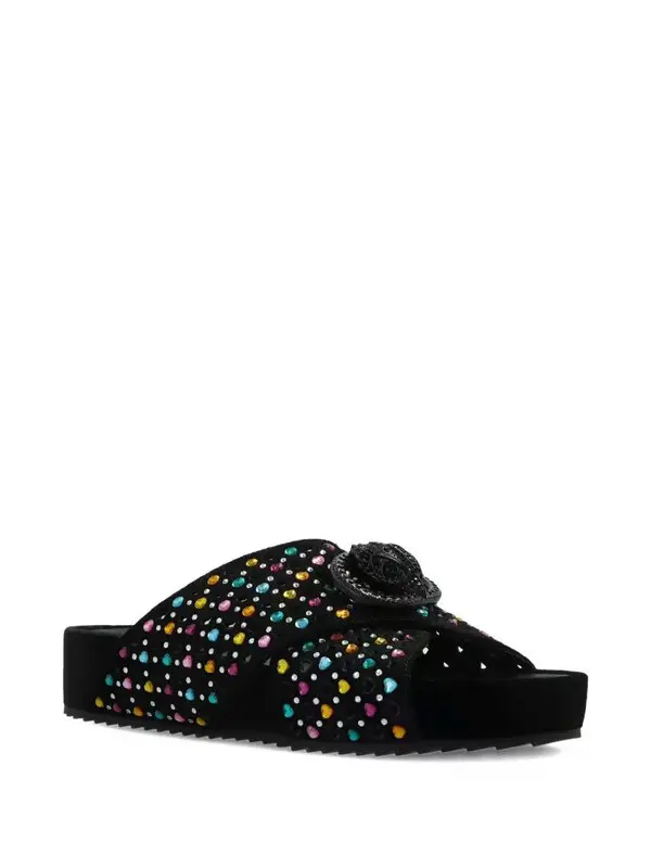 Kurt Geiger Embellished Cross-strap Flat Sandals - Black