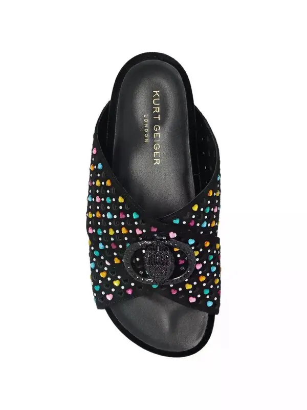 Kurt Geiger Embellished Cross-strap Flat Sandals - Black