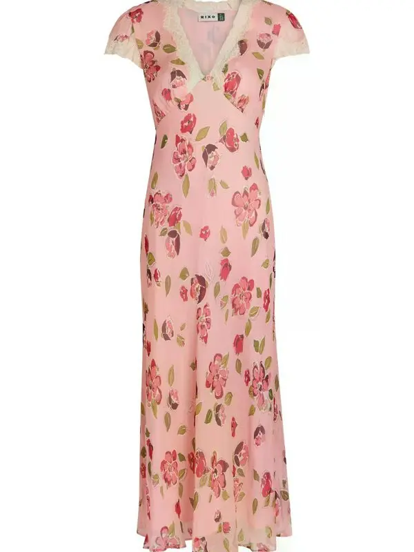 Rixo Floral Lace Midi Dress