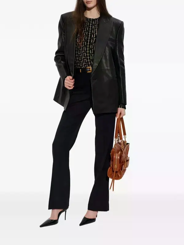 Balmain Lion-button Leather Jacket