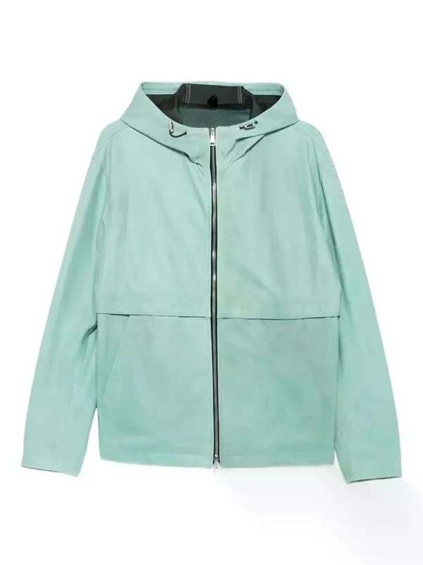 Tagliatore Hooded Leather Jacket - Green
