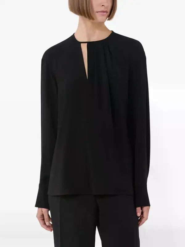 Max Mara Pleated Keyhole Blouse