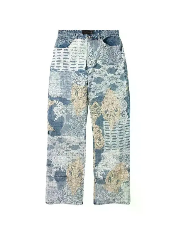 WHO DECIDES WAR Grid Lace Jeans