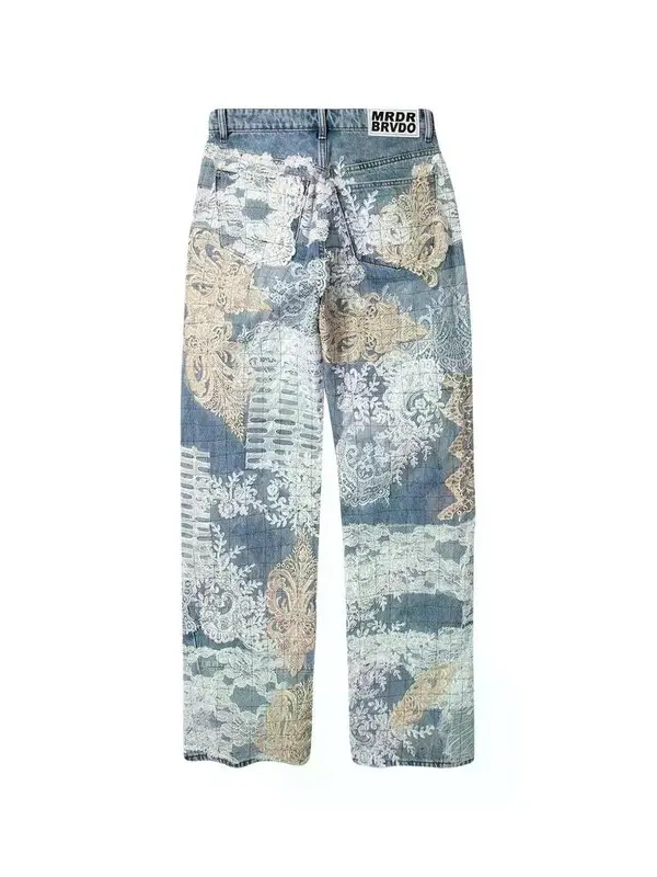 WHO DECIDES WAR Grid Lace Jeans