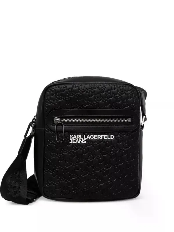 Karl Lagerfeld Embossed Messenger Bag - Black