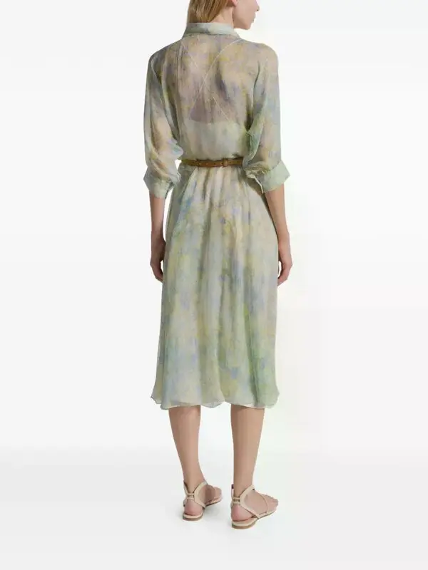 Alberta Ferretti Collared Floral Dress