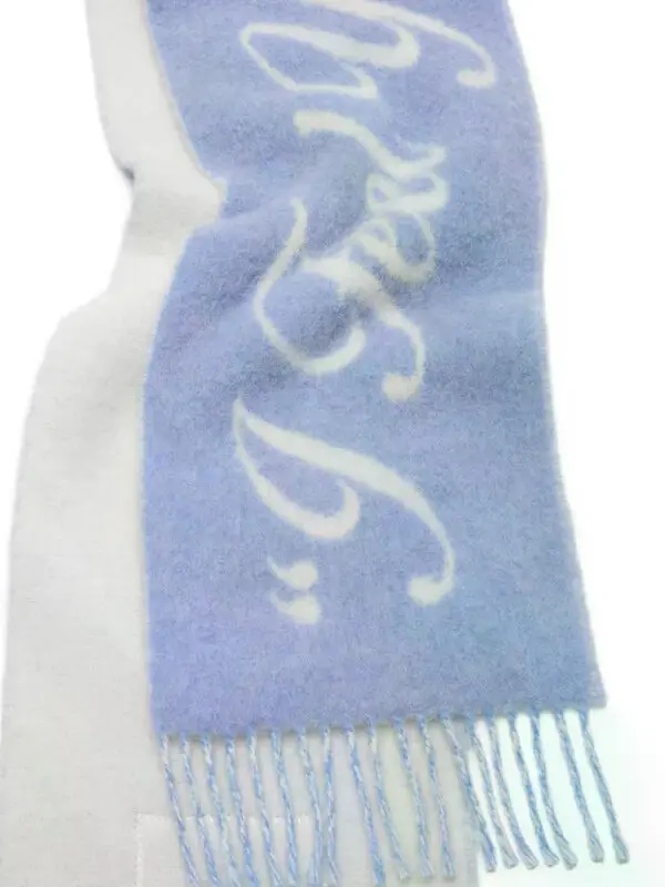 Acne Studios Fringed Logo Scarf - Blue