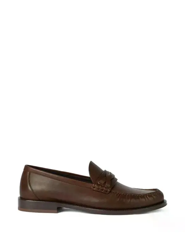 Brunello Cucinelli Twisted Leather Loafers - Brown