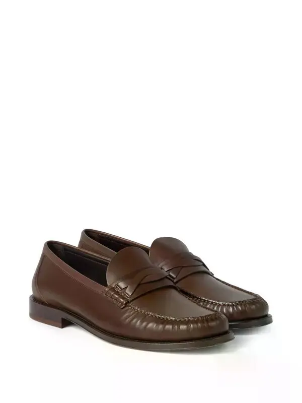Brunello Cucinelli Twisted Leather Loafers - Brown