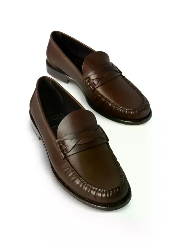 Brunello Cucinelli Twisted Leather Loafers - Brown