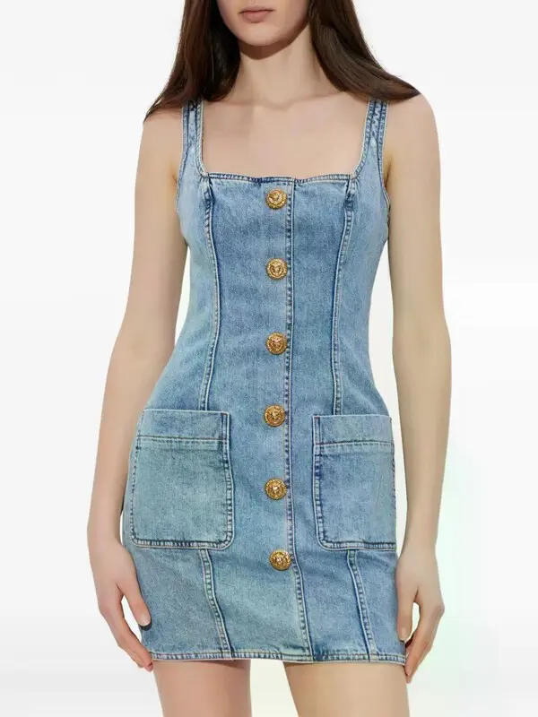 Balmain Button-front Denim Dress