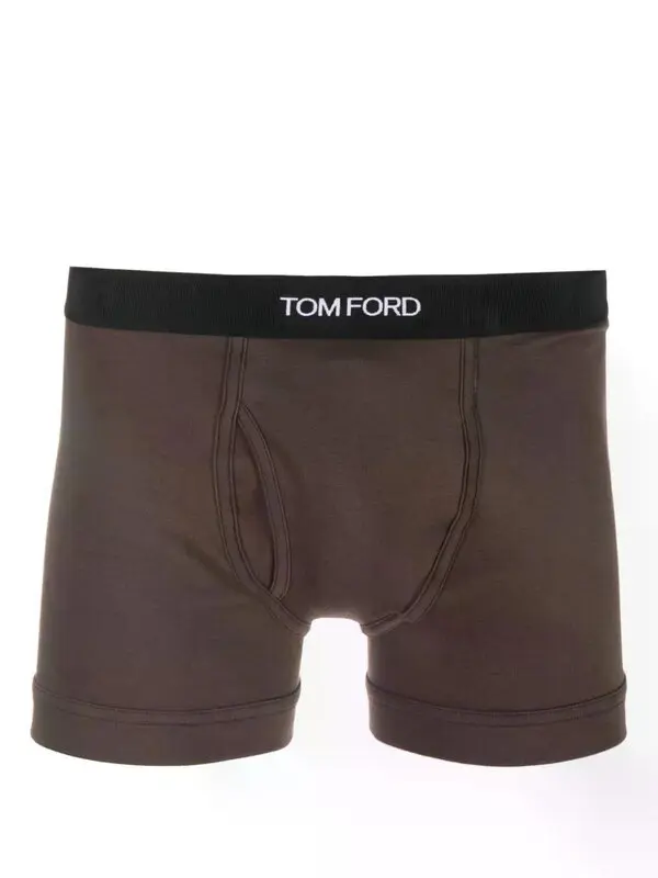 TOM FORD Logo-waistband Cotton Boxers - Brown