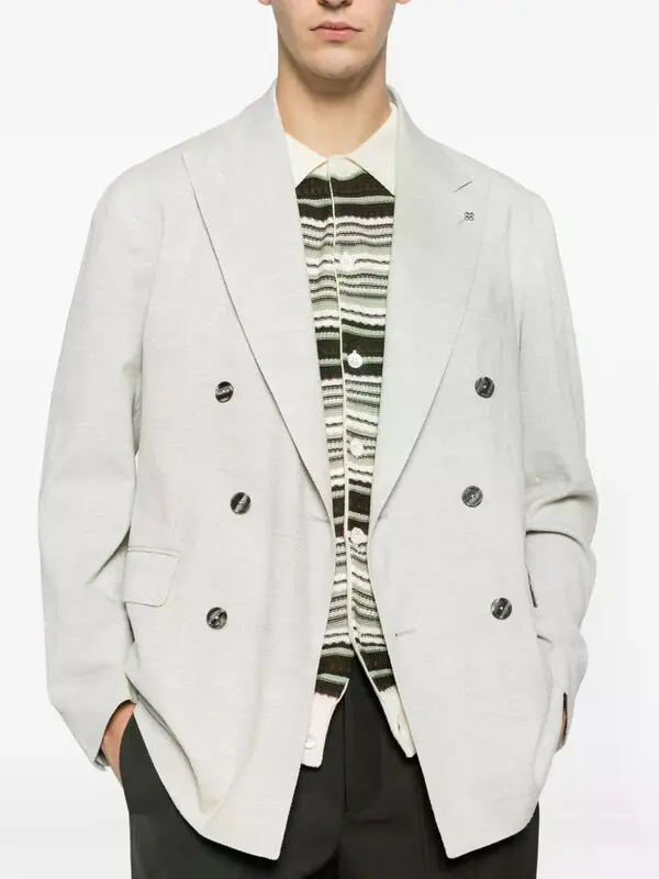 Tagliatore Double-breasted Blazer With Peak Lapels - Grey