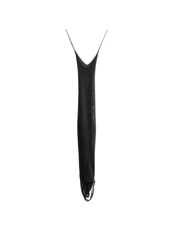 AISLING CAMPS Fringed Slip Midi Dress - Black