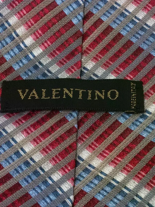 Valentino Garavani 1990s Diagonal Stripe Silk Neck Tie - Red