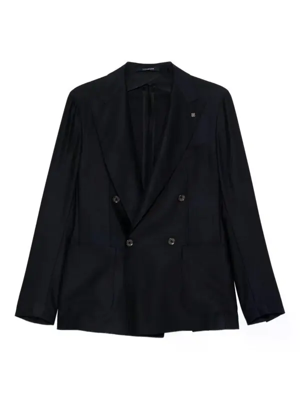 Tagliatore Dark Double-breasted Blazer - Blue