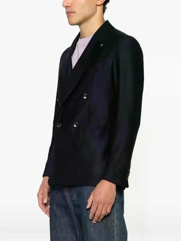 Tagliatore Dark Double-breasted Blazer - Blue