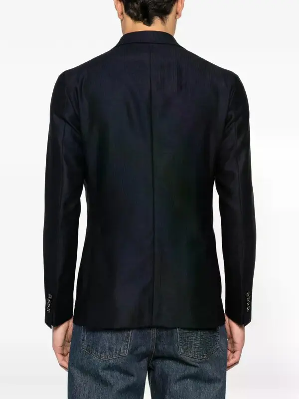 Tagliatore Dark Double-breasted Blazer - Blue