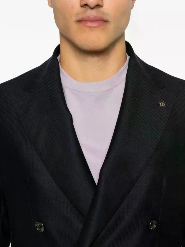Tagliatore Dark Double-breasted Blazer - Blue