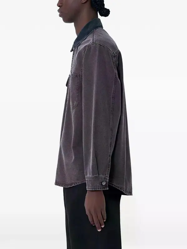 Carhartt Work In Progress Denim-collar Patch-pocket Overshirt - Blue
