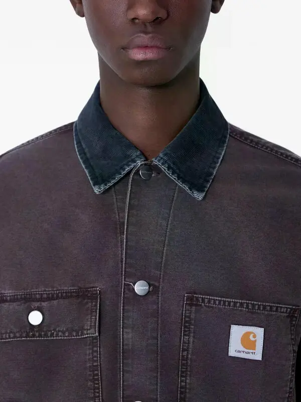 Carhartt Work In Progress Denim-collar Patch-pocket Overshirt - Blue