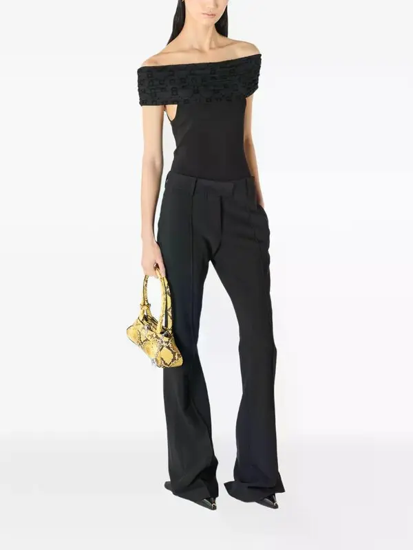 MARINE SERRE Off-shoulder Draped Blouse With Graphic Print