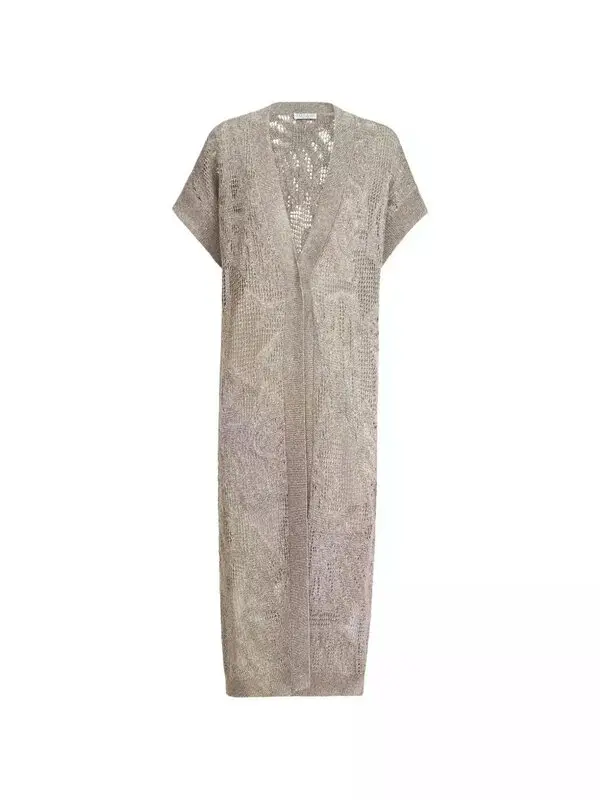 Brunello Cucinelli Sequined Mesh Cardigan - Neutrals