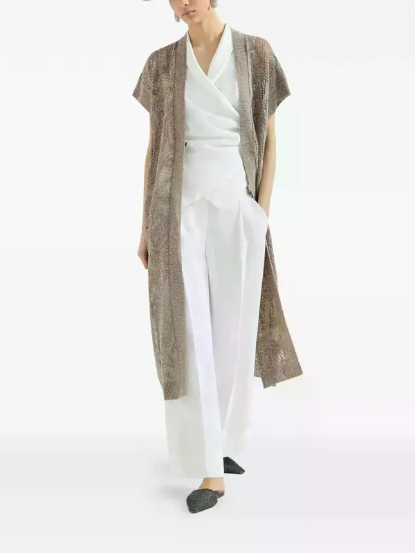 Brunello Cucinelli Sequined Mesh Cardigan - Neutrals